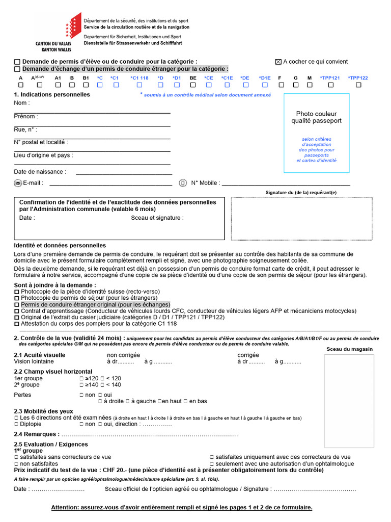 Demande D'un Permis de Conduire | PDF
