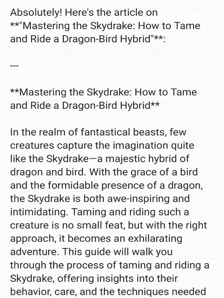 How To Tame and Ride A Dragon-Bird Hybrid | PDF
