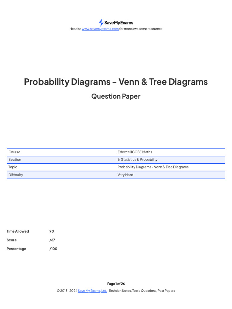 probability tree and venn diagrams | PDF
