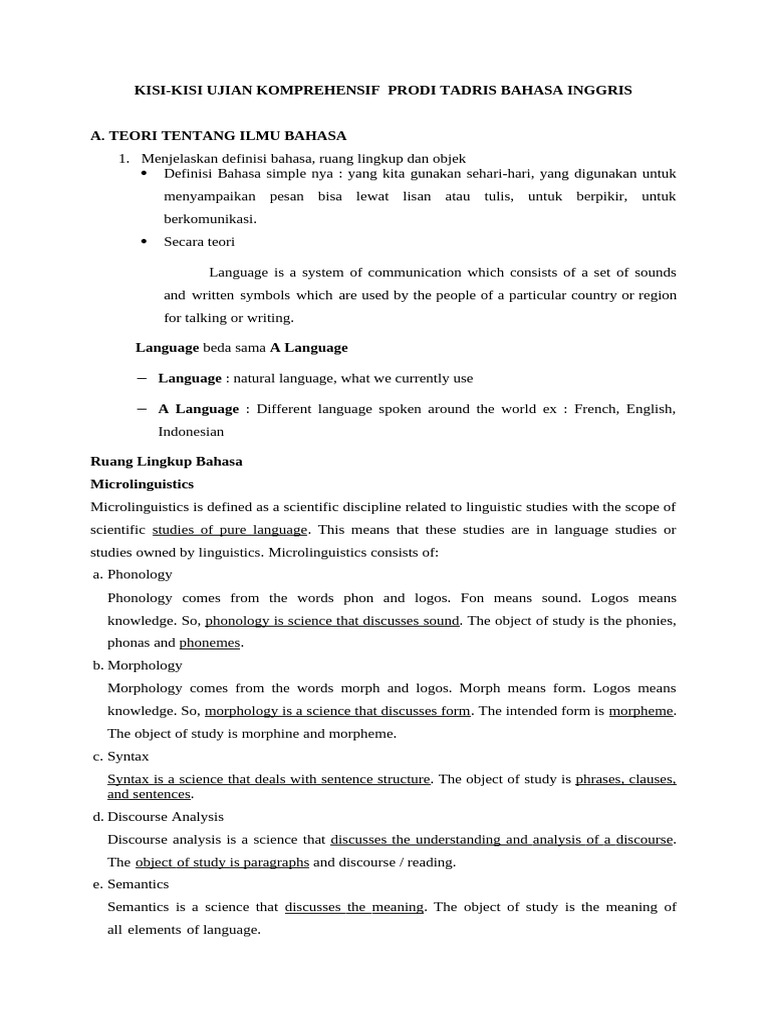 Kisi Kisi Ujian Kompre Prodi | PDF