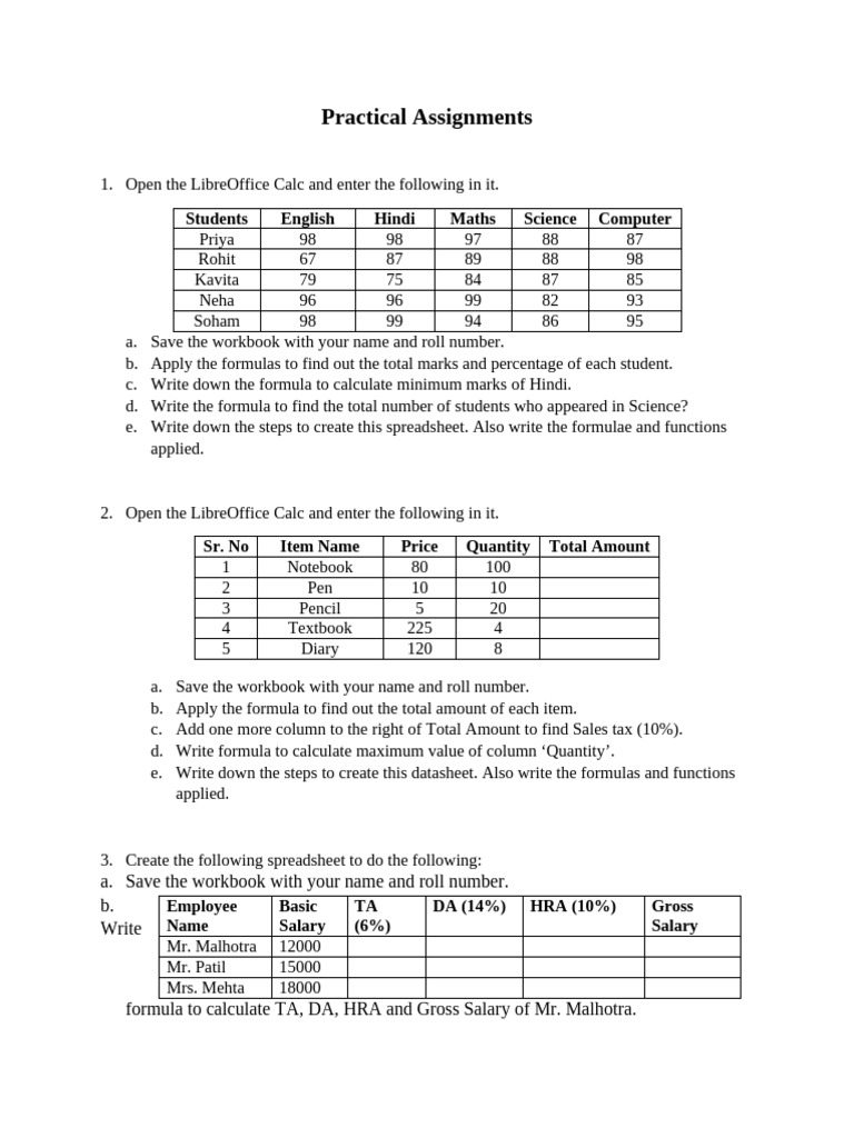 C9 It Practical Assignments Pdf Spreadsheet Teaching Methods 5635