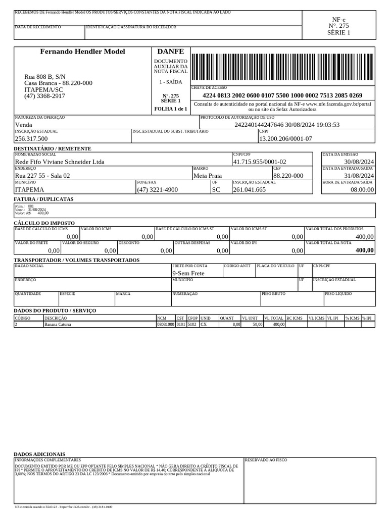 Danfe 275 | PDF