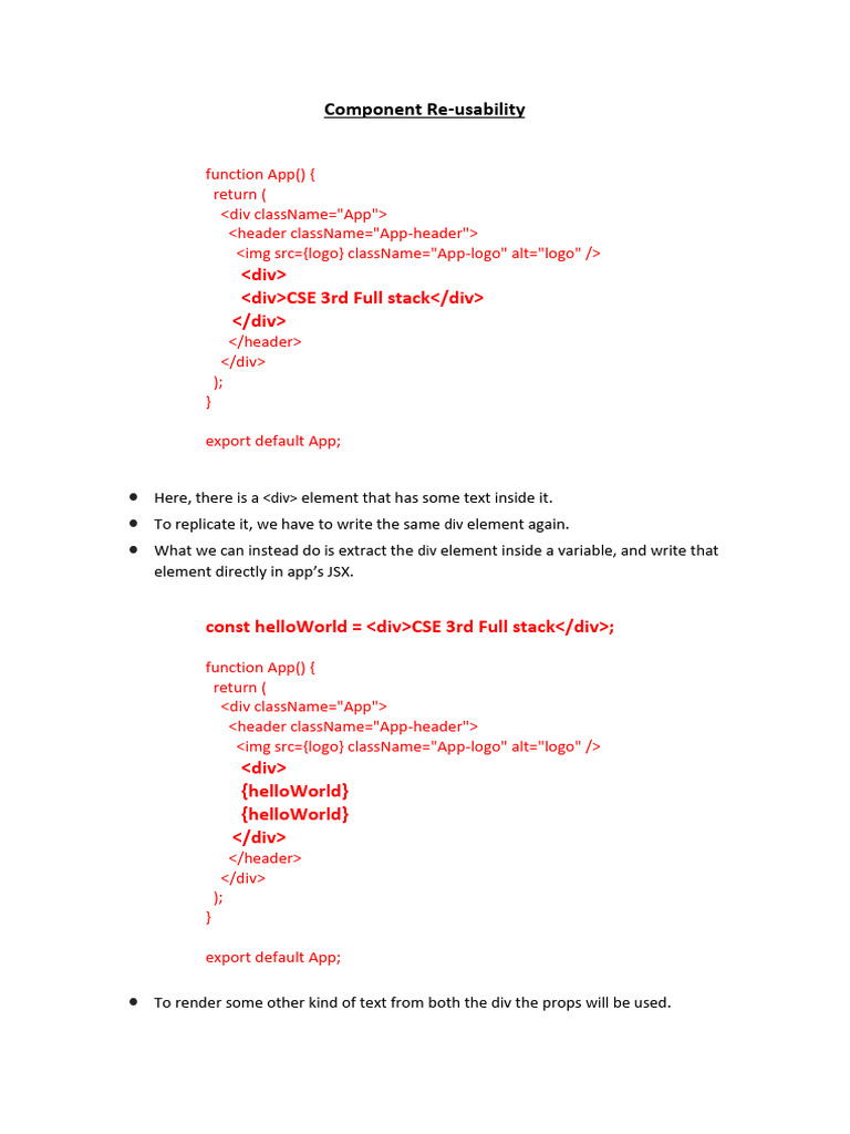 Component Reusability Pdf Teaching Methods And Materials Computers