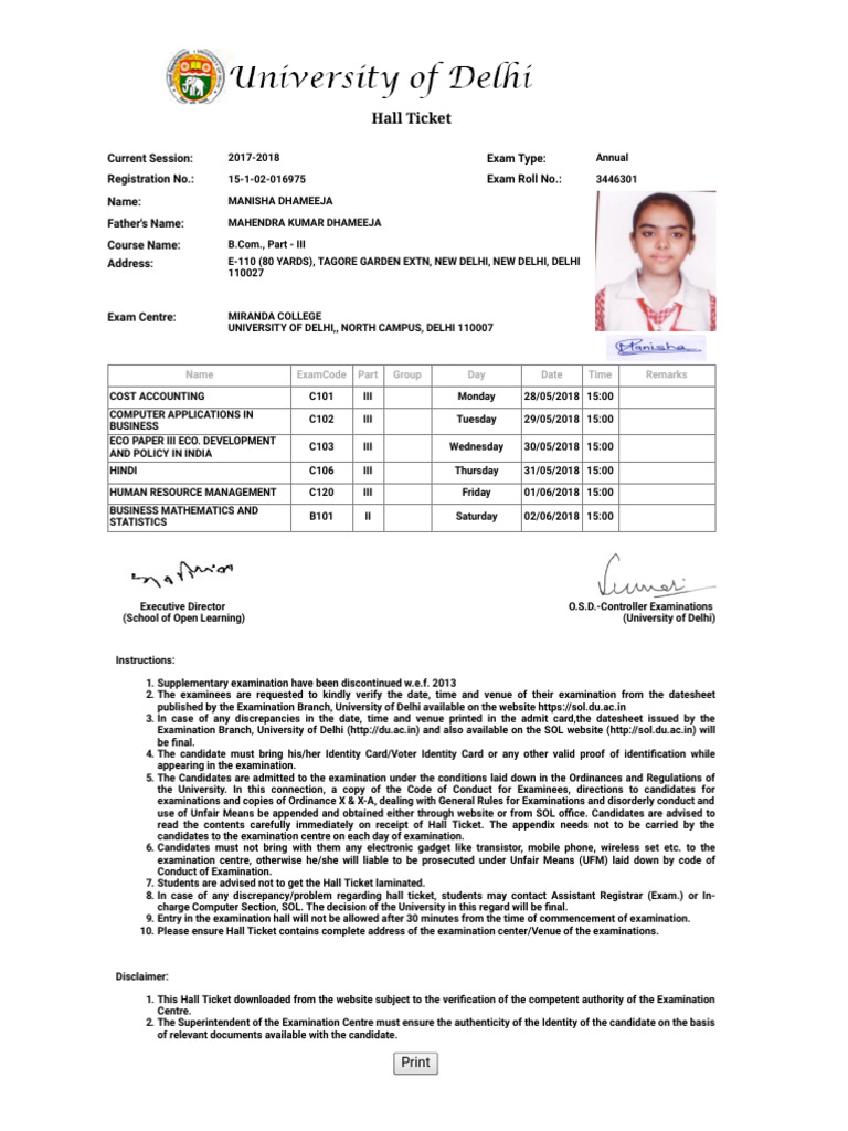 Hall Ticket | PDF