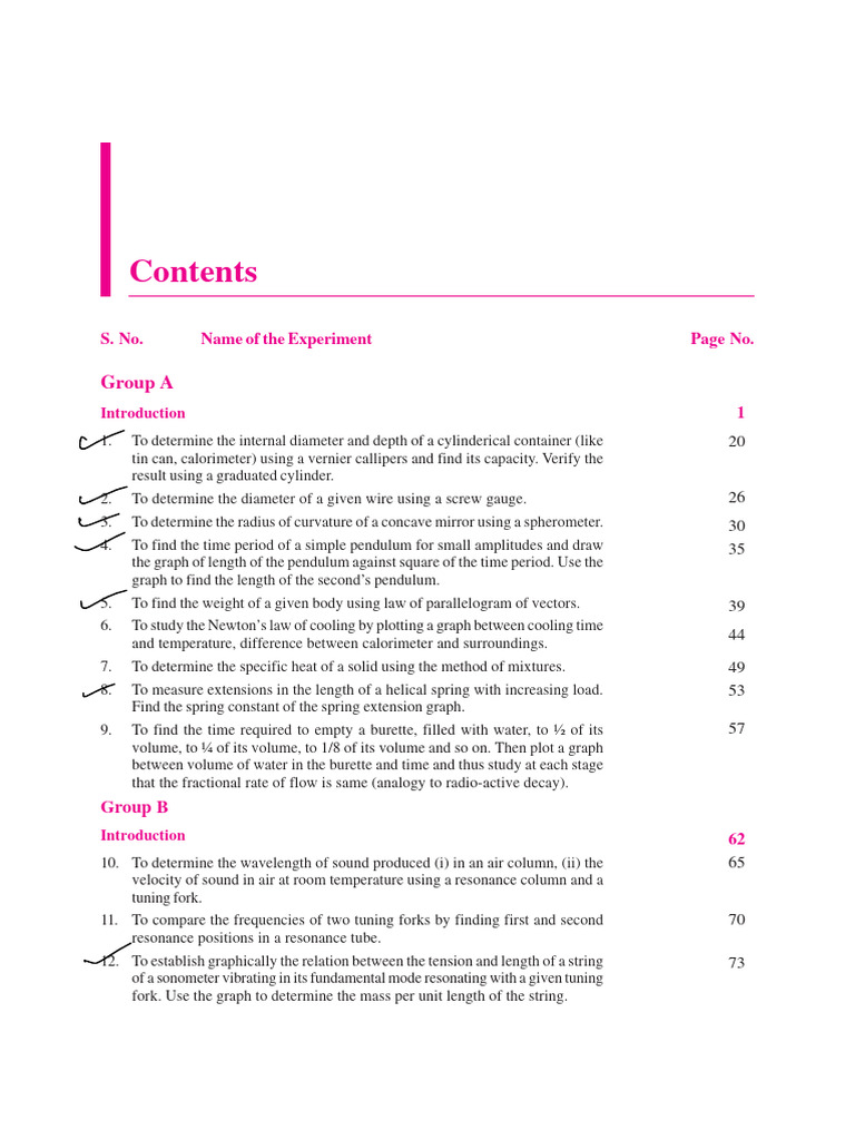 XI Physics Experiments | PDF