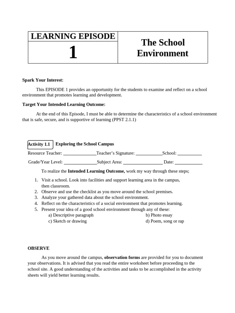 Learning Episode 1 | PDF