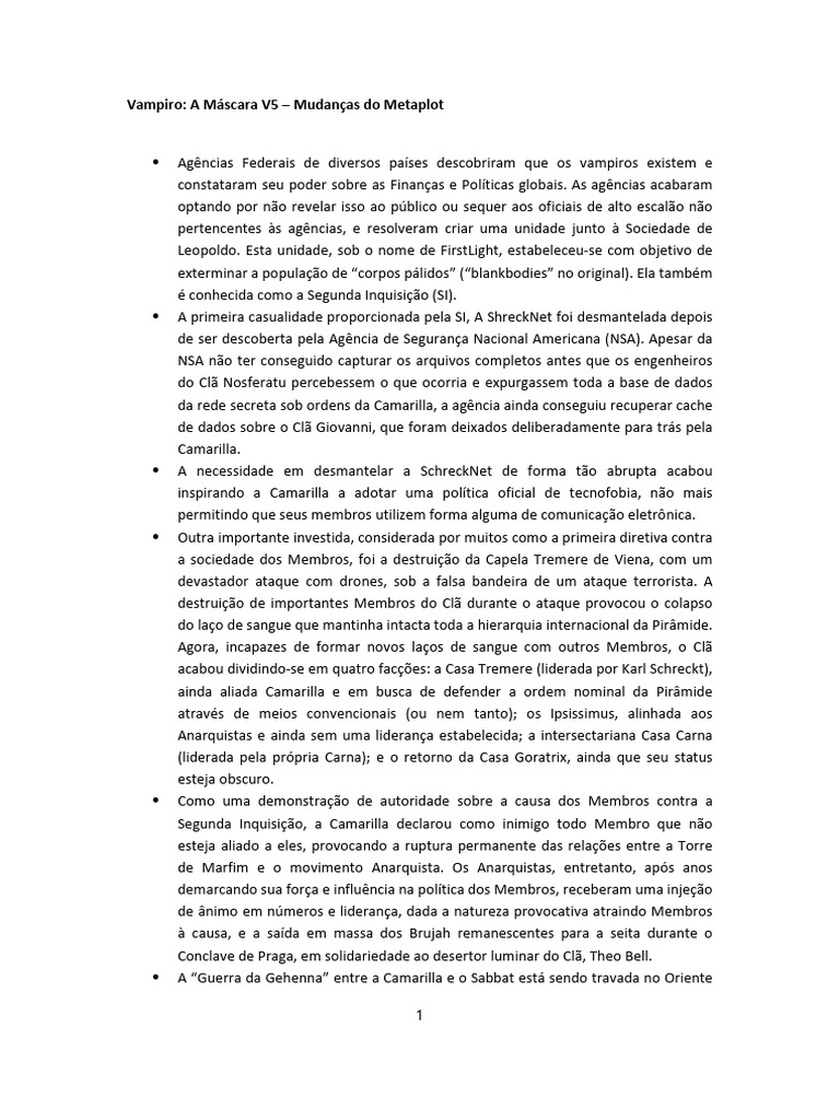 Material de Apoio - VTM V5 - Mudanças Do Plot e Do Sistema | PDF