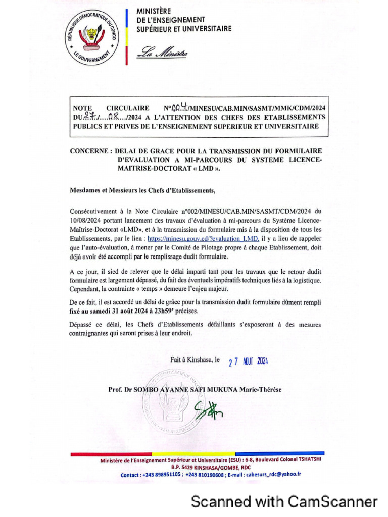 Note Circulaire 004 LMD | PDF