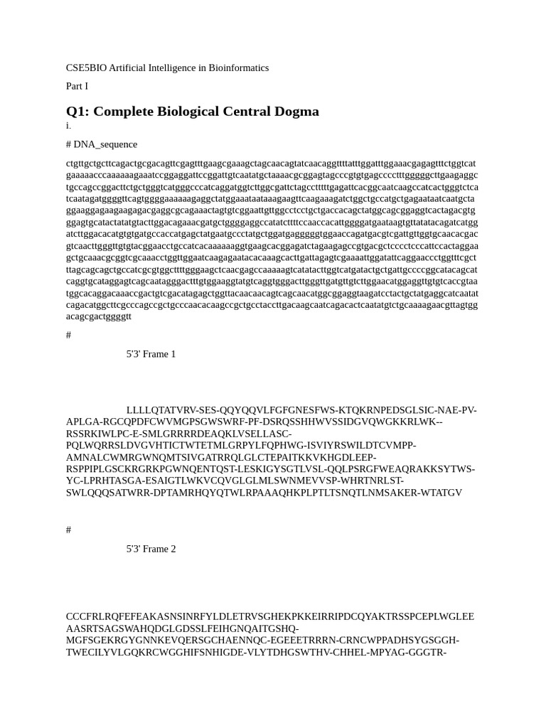 CSE5BIO Artificial Intelligence in Bioinformatics | PDF