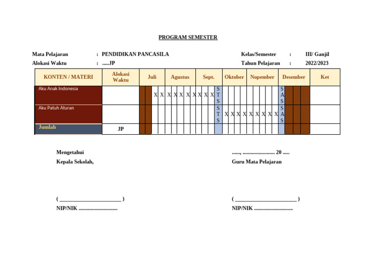 Program Semester 1 | PDF