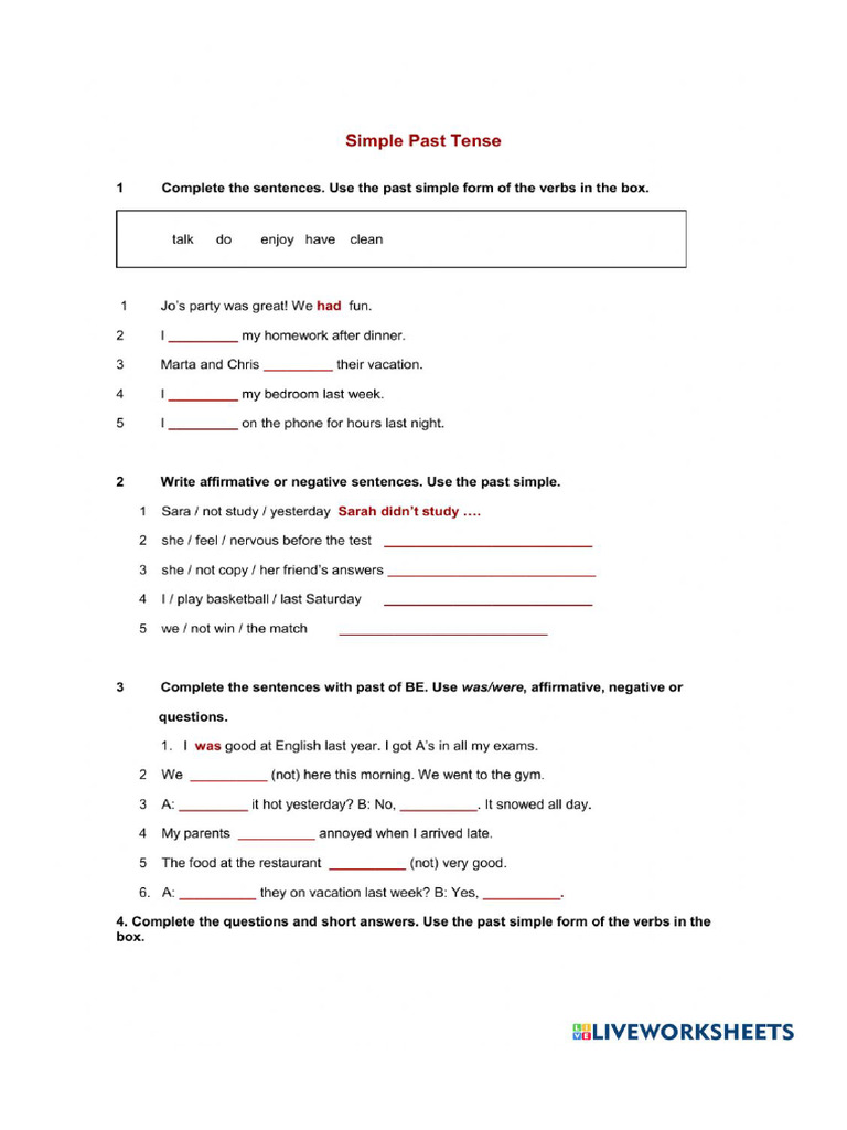 Simple past tense | PDF