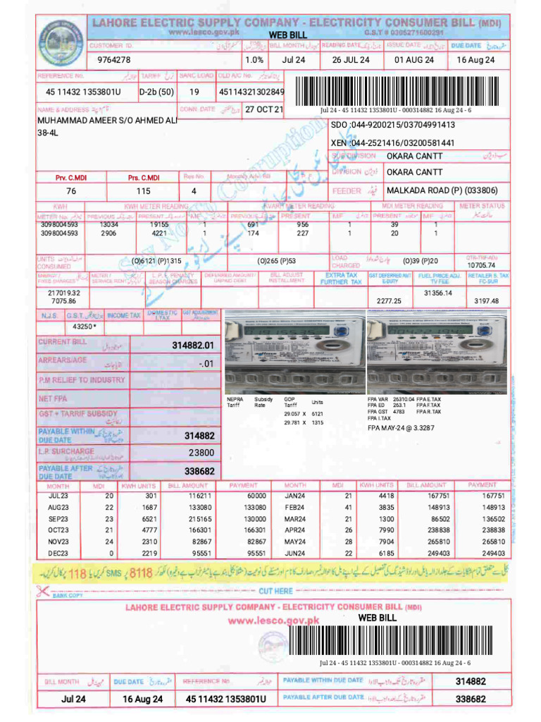 Web Bill: Jul 24 - 45 11432 1353801U - 000314882 16 Aug 24 - 6 | PDF