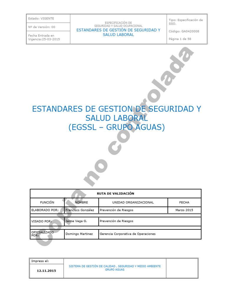 Anexo 013 Estandares de Gesti N Seguridad - Salud - Laboral | PDF