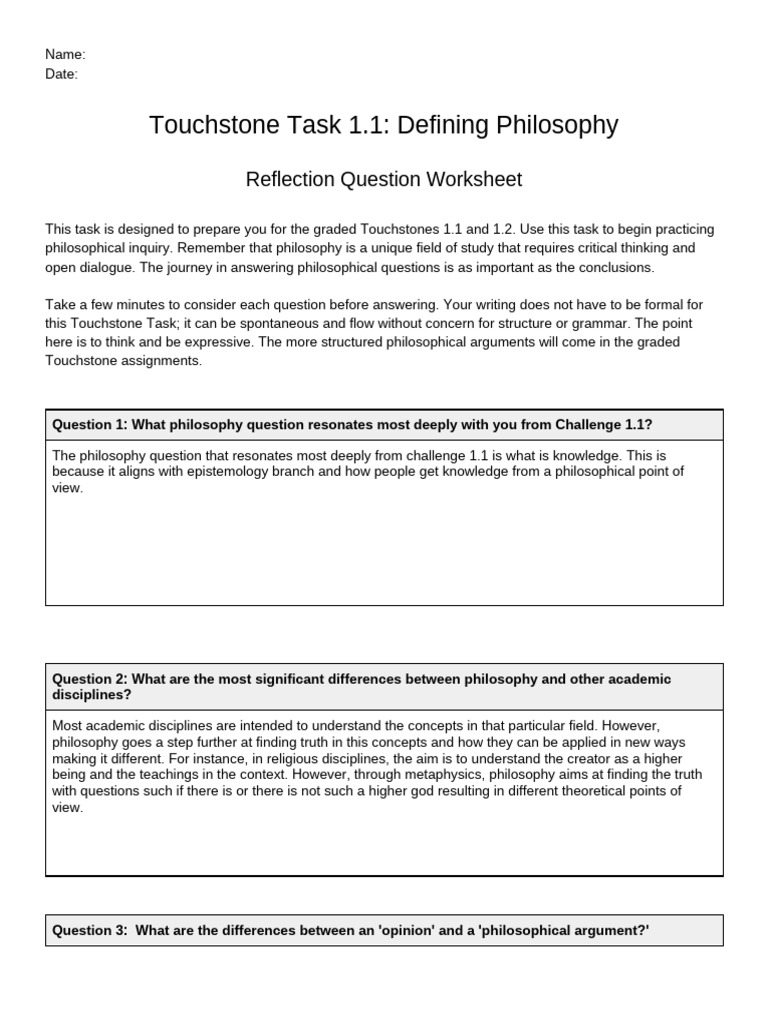 Ancient Greek Philosophers Touchstone Task 1 Worksheet | PDF