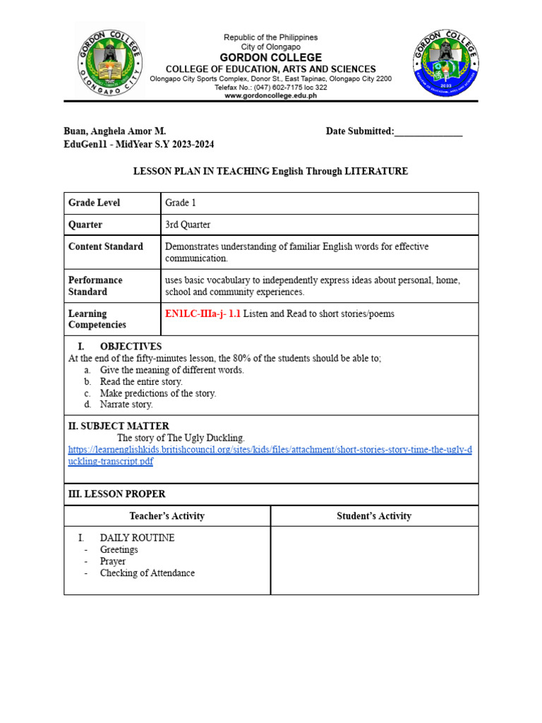 Buan Anghela Amor M. Lesson Plan in DRTA | PDF