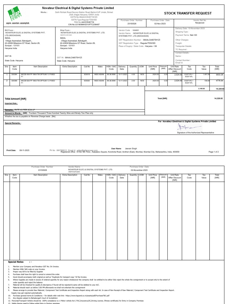 GST Purchase Order Items13-08-2021 | PDF