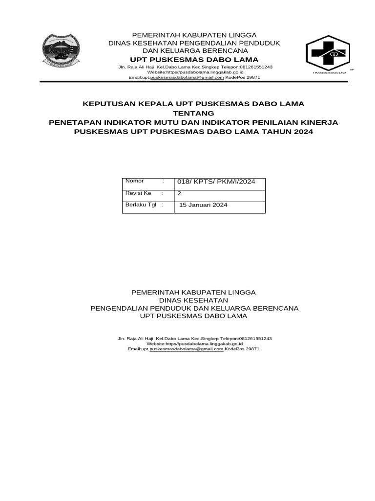 SK Indikator Mutu Dan PKP 2024 FIX BARU | PDF