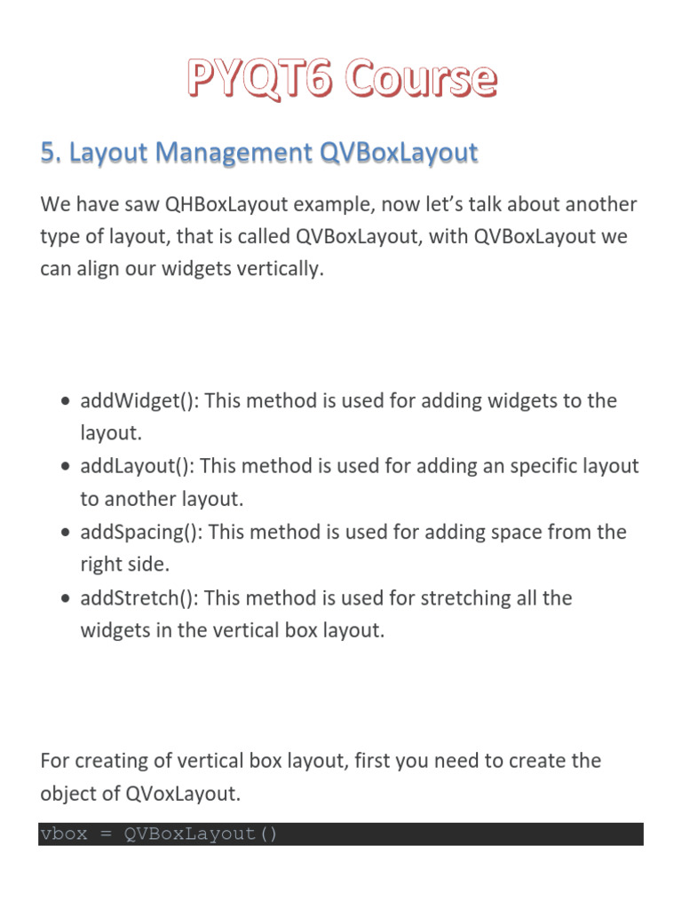 006 5.Text-Version-Layout-Management-QVBoxLayout | PDF