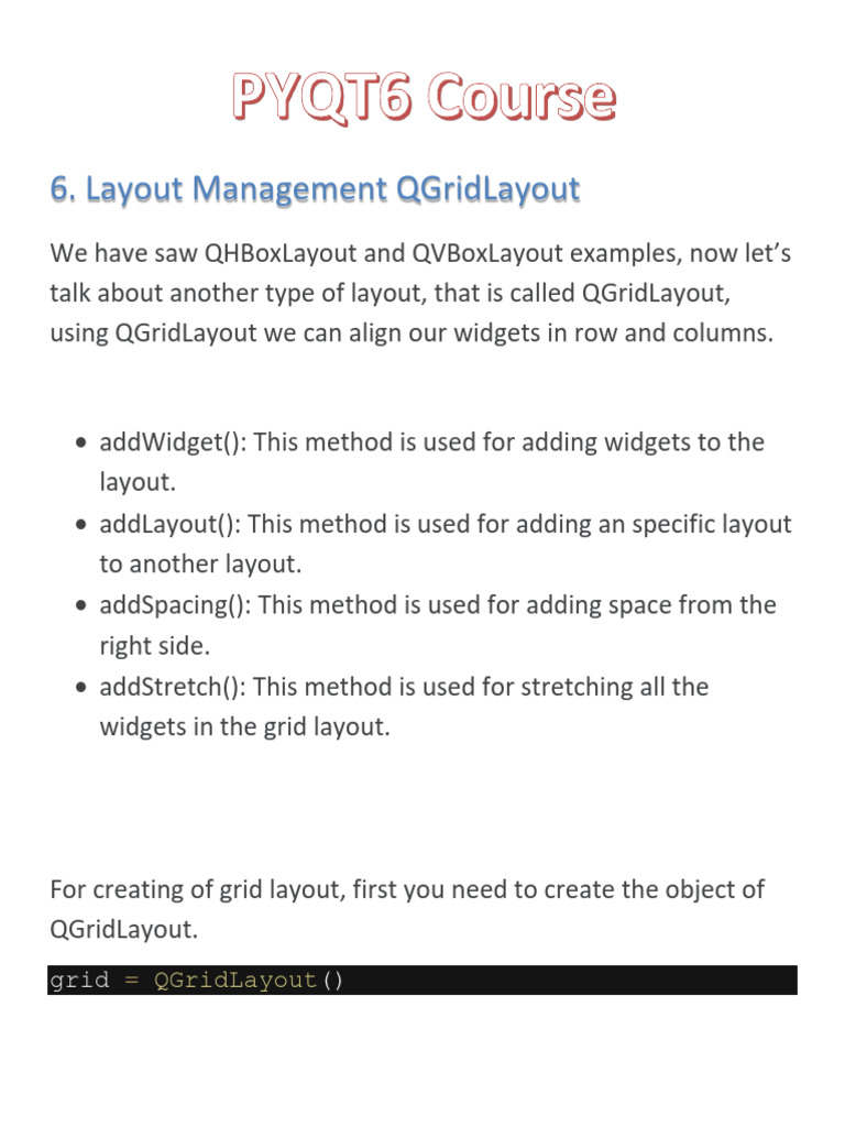 007 6.Text-Version-Layout-Management-QGridLayout | PDF