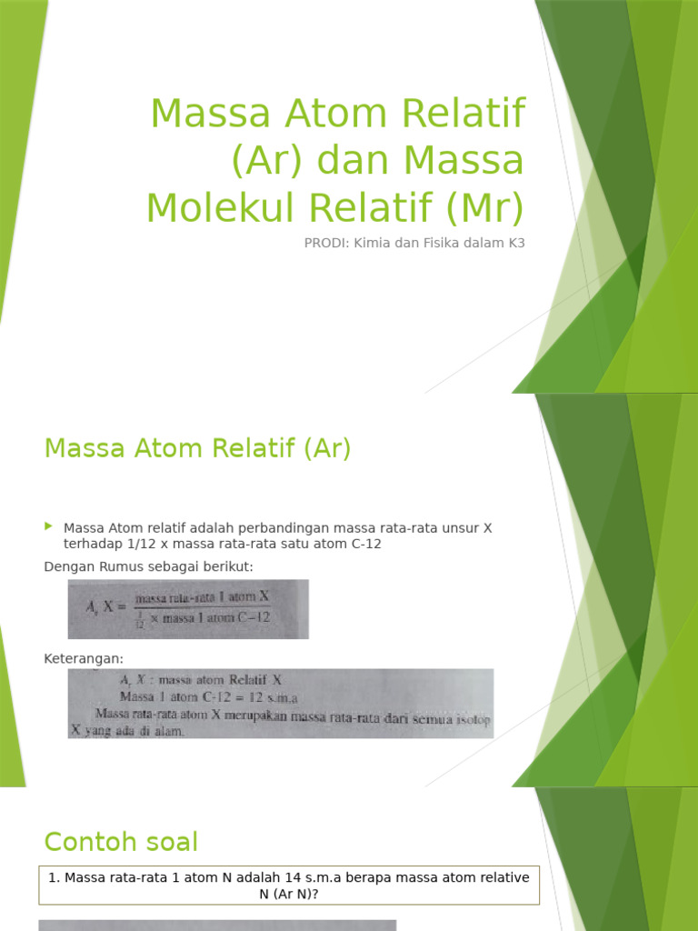 Massa Atom Relatif (Ar) Dan Massa | PDF
