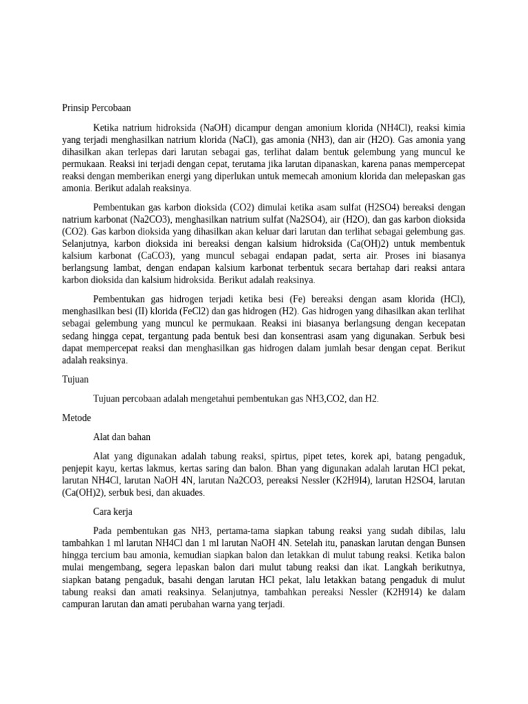 Reaksi Pembentukan Gas | PDF