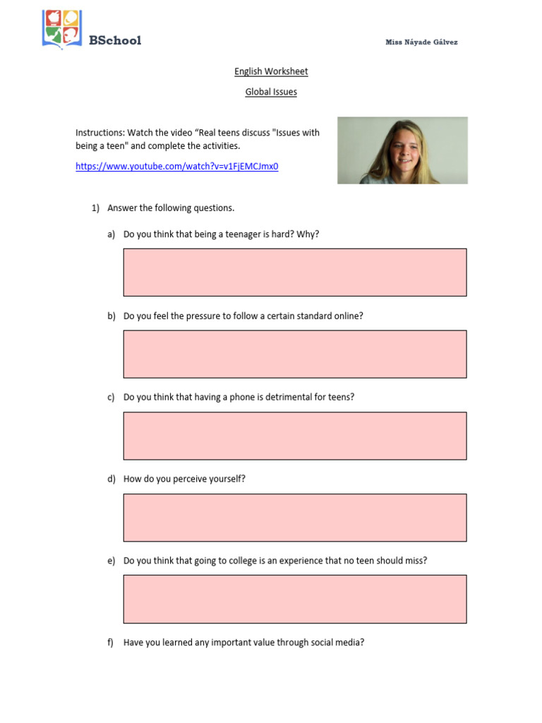 Global Issues Worksheet | PDF