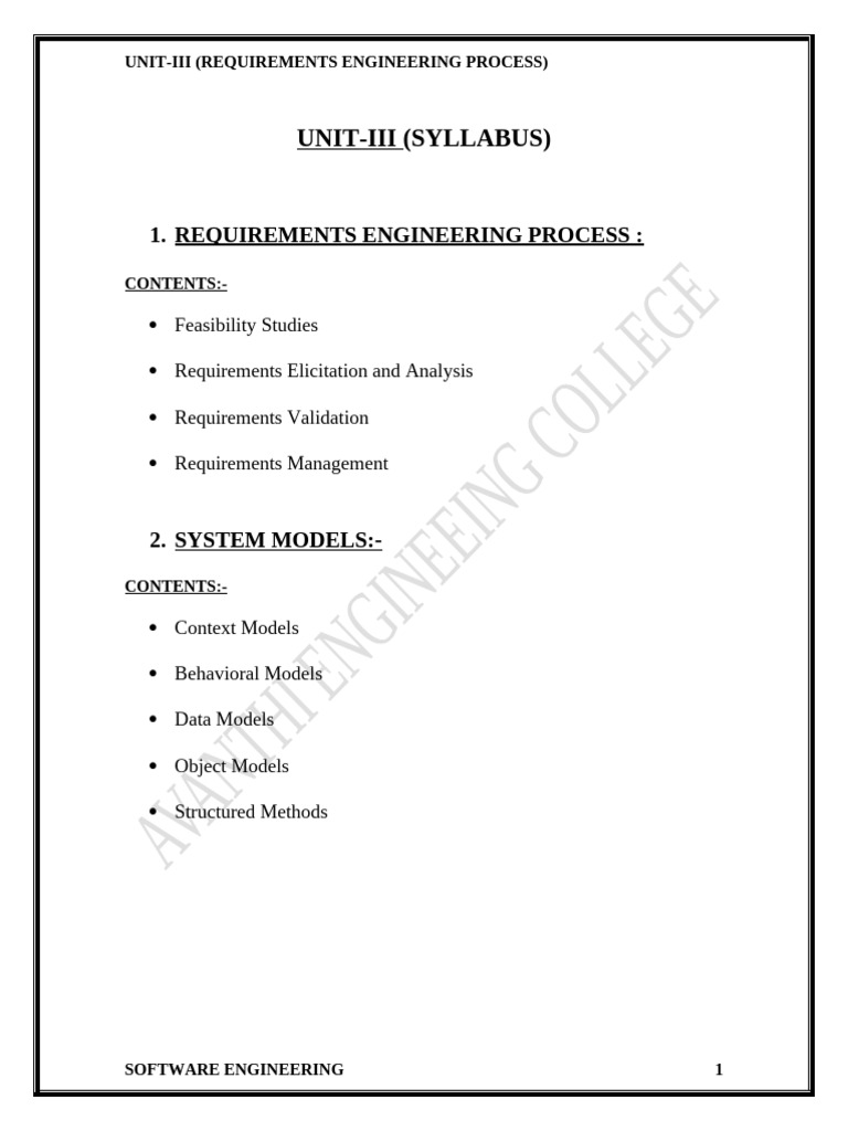 REQUIREMENTS ENGINEERING PROCESS (Unit-3) | PDF