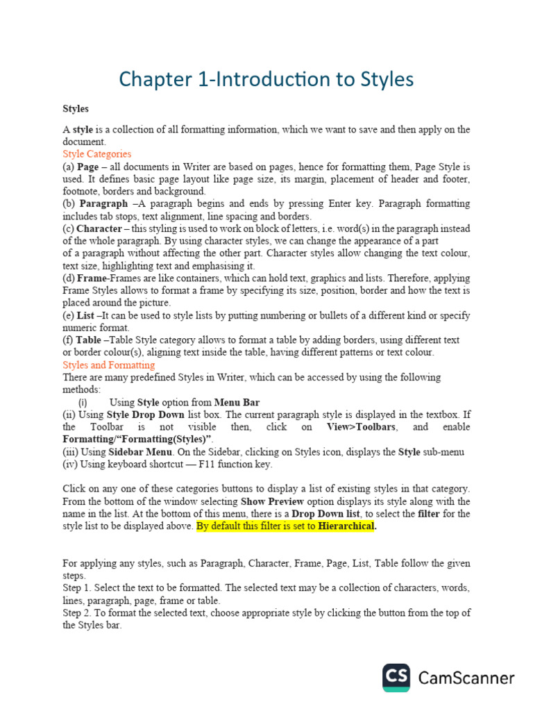 Chapter 1-Introduction To Styles | PDF