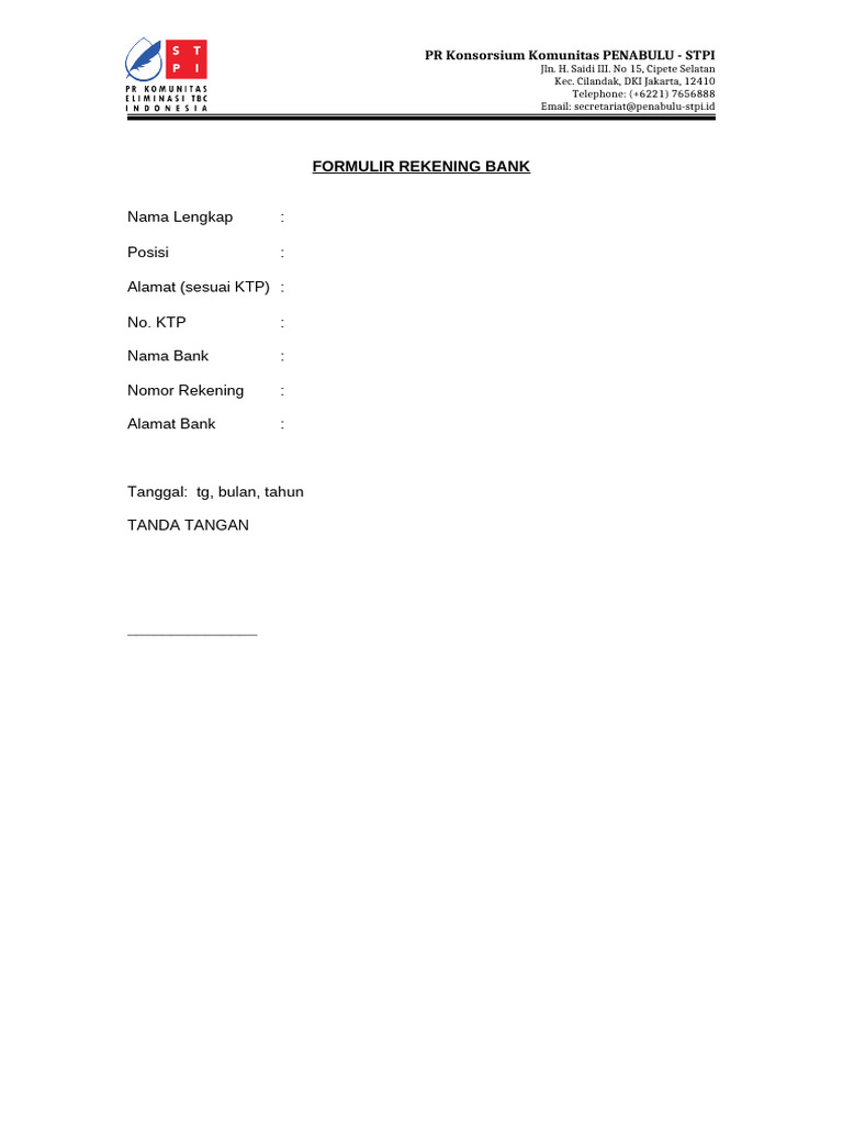 Formulir Rekening Bank - Template | PDF Formulir Rekening Bank - Template | PDF