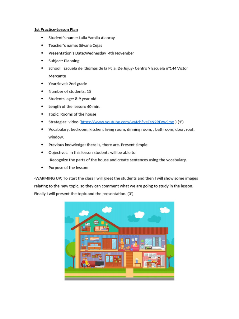 1st Practice Lesson Plan. Esc. de Idiomas | PDF