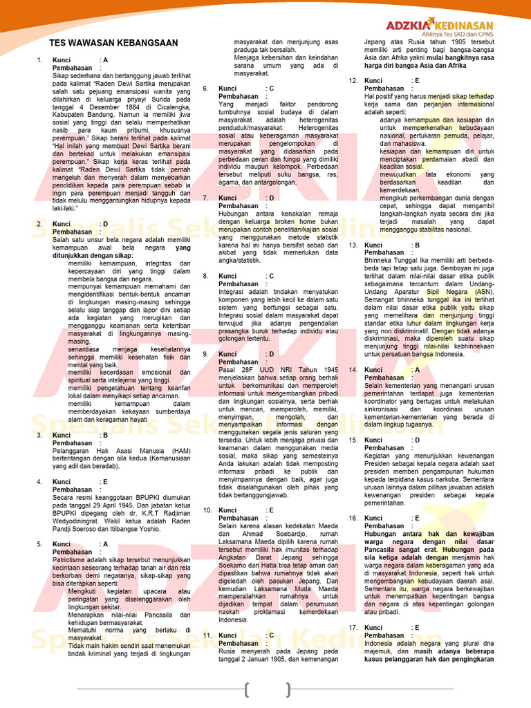 Kunci SKD Kedinasan 3 | PDF