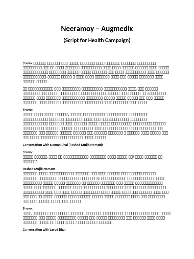 Neeramoy-Augmedix (Script For Health Campaign) | PDF