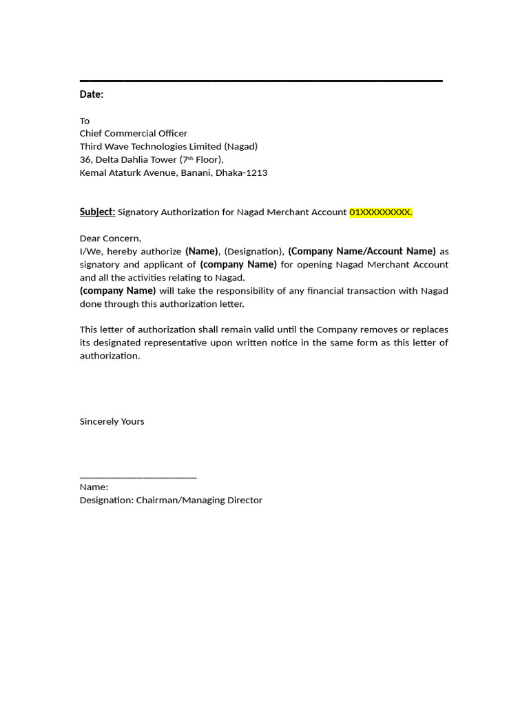 Limited Company Authorization Letter | PDF