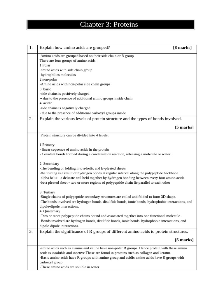 Biochem Tutorial Chapter 3 | PDF
