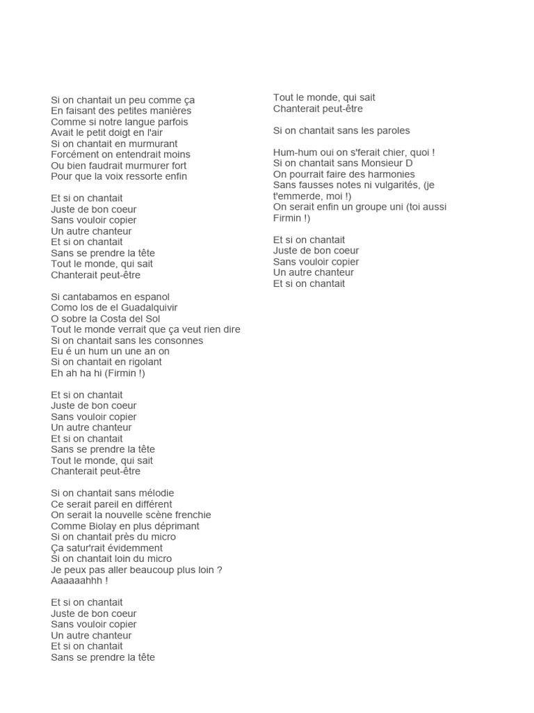 Et Si On Chantait | PDF