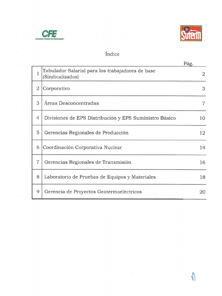 Tabulador Cfe 2024 CCT Permanentes Temporales | PDF