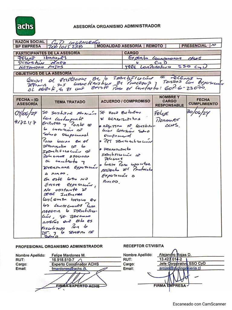 CyD 04-06-2024 VOA, Identificación, Comisión de Salud Ocupacional Prexor 2001015238 | PDF