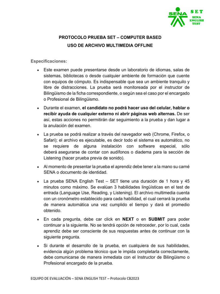 PROTOCOLO SET Computer Based vSO | PDF | Computers