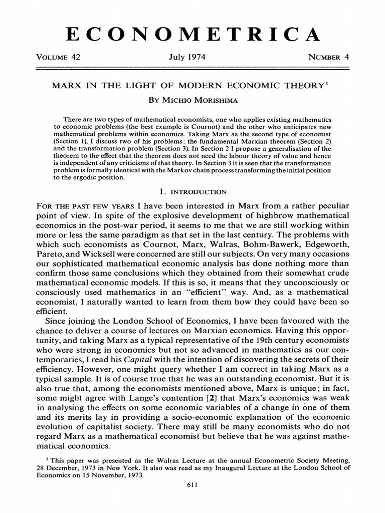 Marx in The Light of Modern Economic Theory | PDF