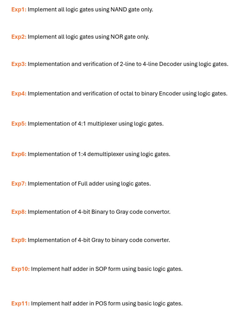 DSD Experiment List | PDF