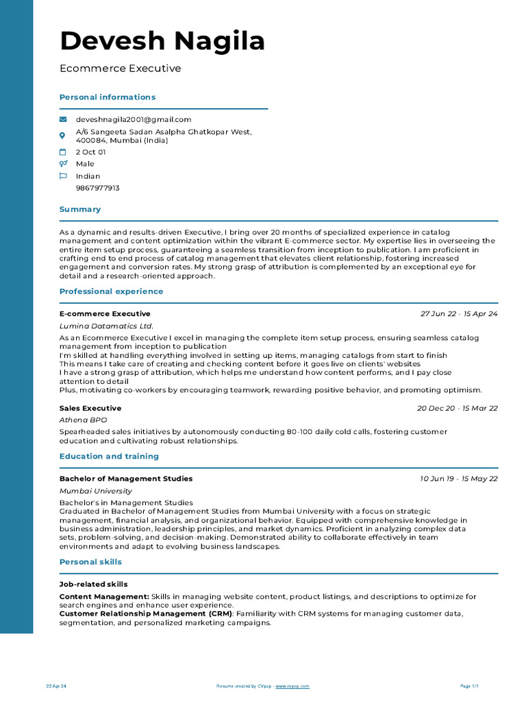 CV (Devesh Nagila) | PDF