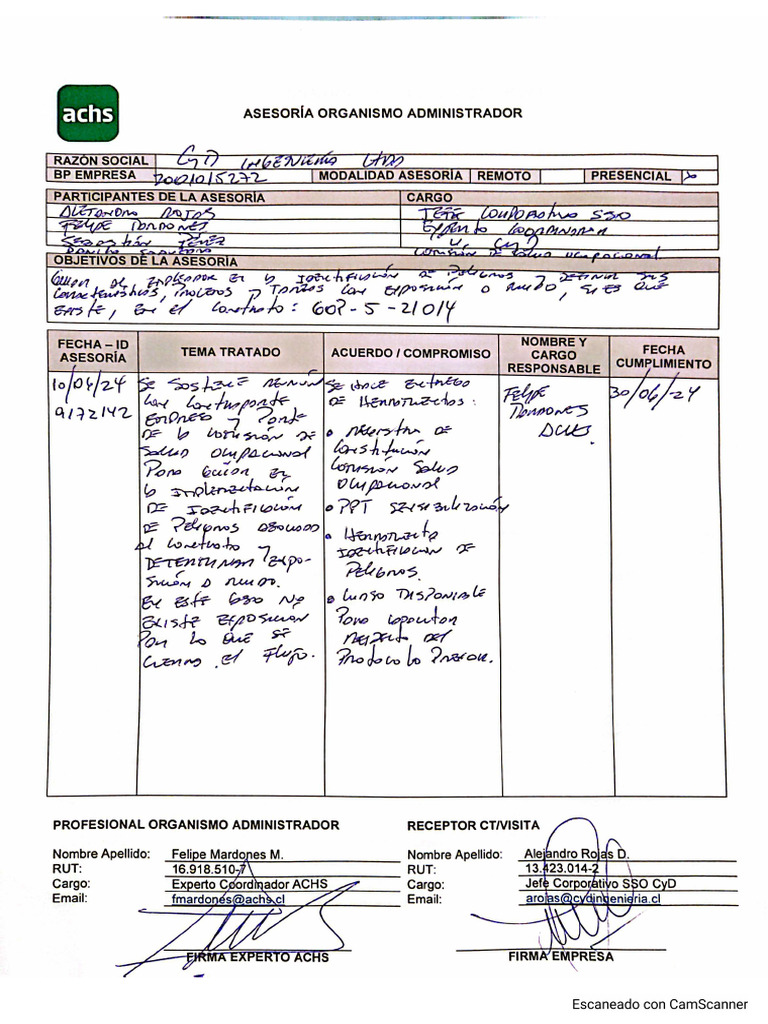 CyD 10-06-2024 VOA, Identificación, Comisión de Salud Ocupacional Prexor 2001015272 | PDF