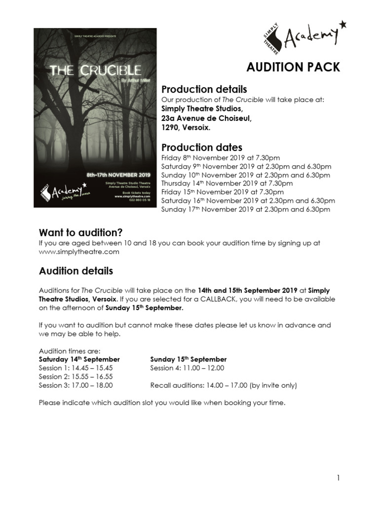 The Crucible Audition Pack | PDF