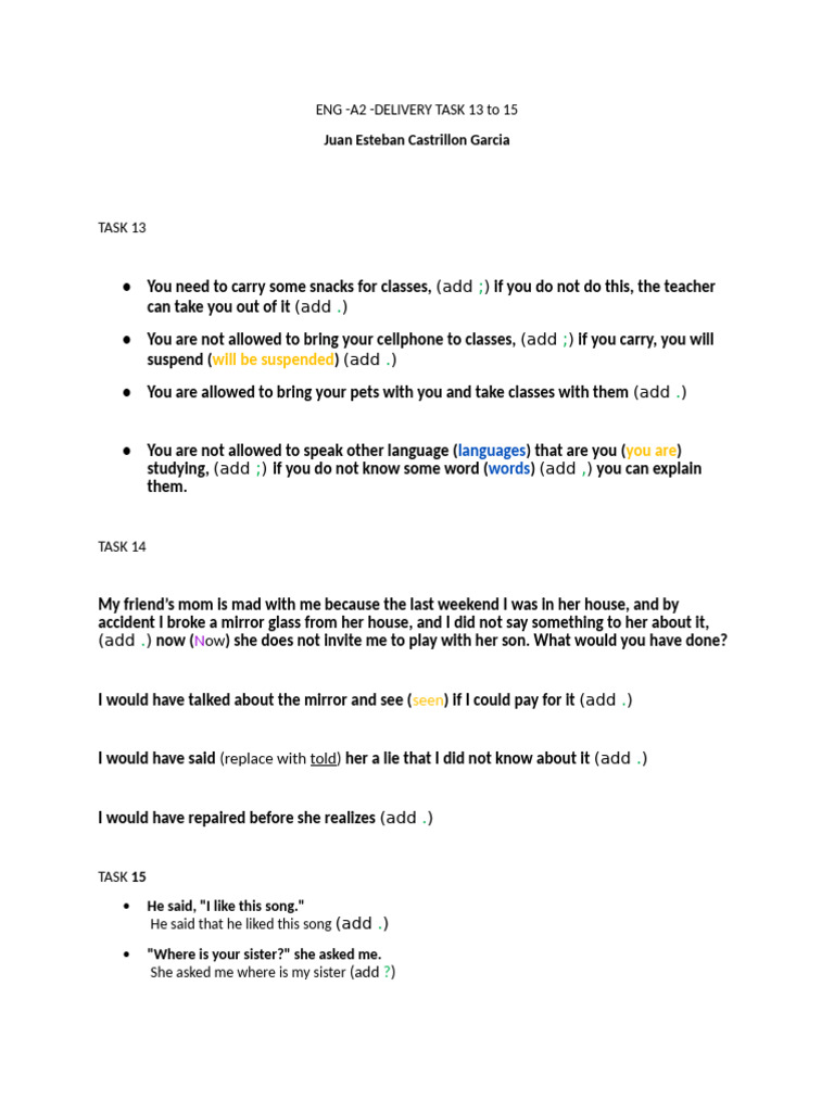ENG -A2 -DELIVERY TASK 13 to 15 REVISION | PDF