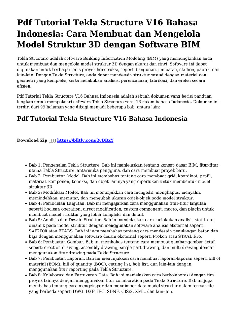 PDF Tutorial Tekla Structure V16 Bahasa Indonesia: Cara Membuat Dan ...