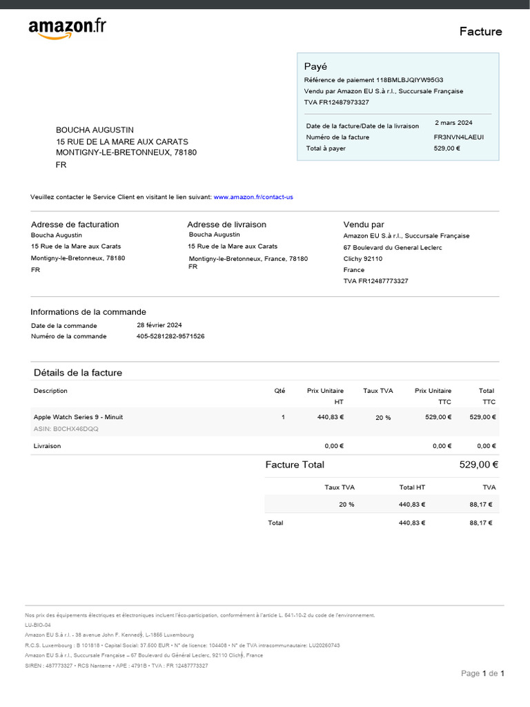 Facture-Amazon-2023Watch9 | PDF
