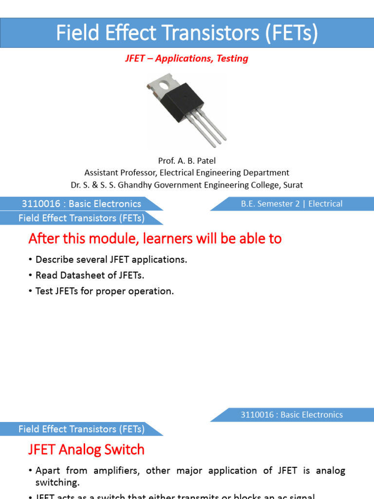 FETs - JFET Applications, Testing | PDF