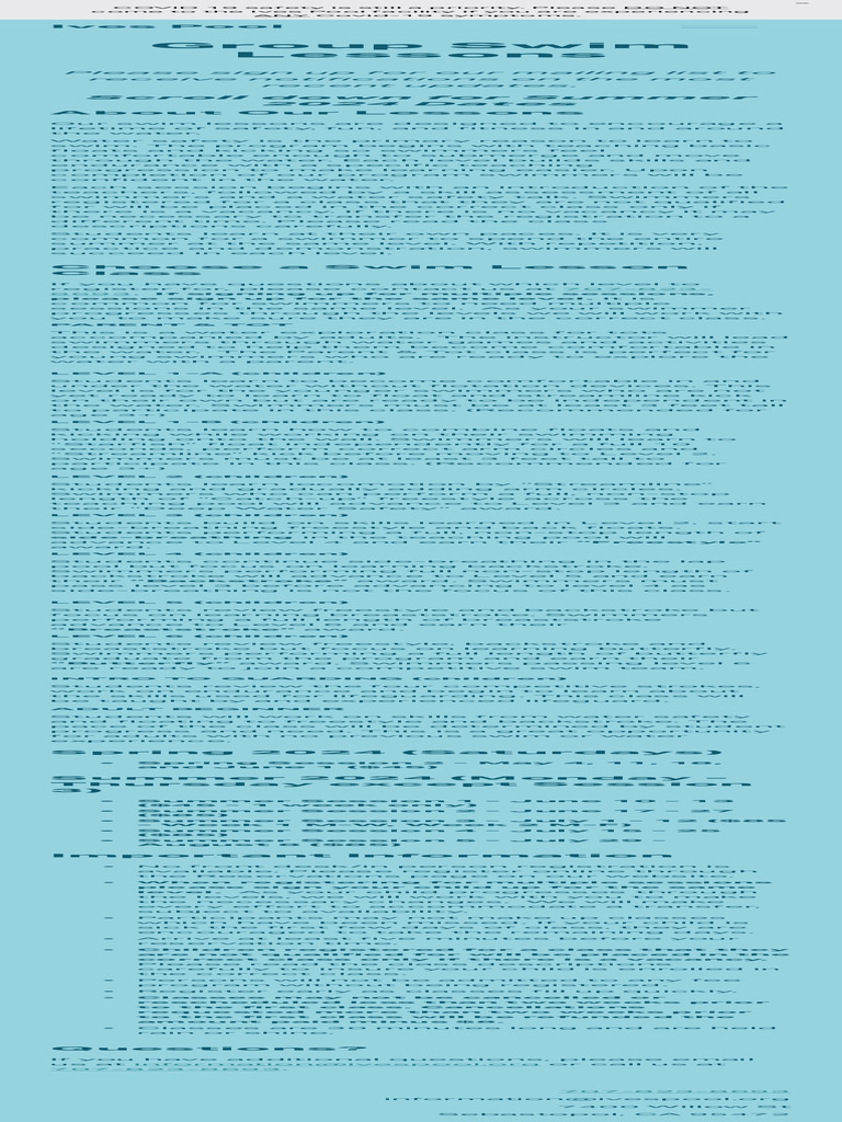 Group Swim Lessons - Ives Pool | PDF