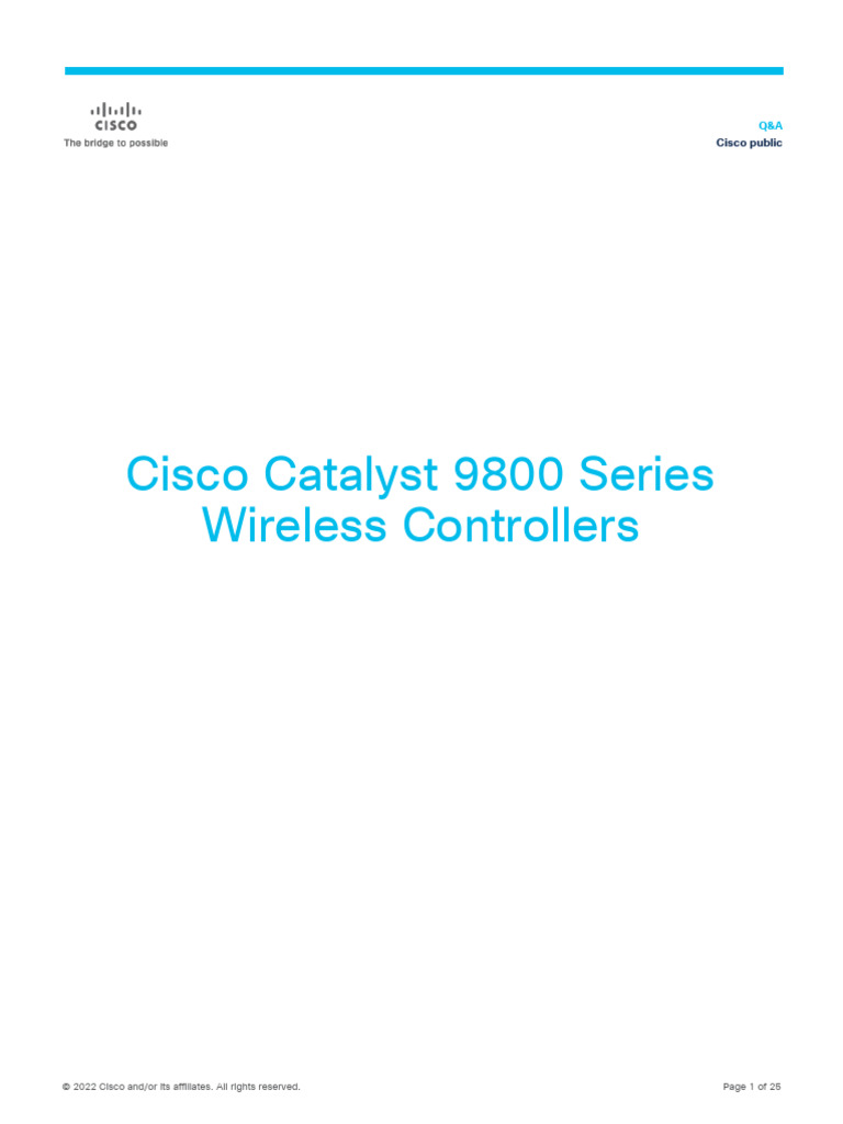 Cisco Catalyst 9800 Series Wireless Controllers FAQ | PDF | Cloud ...
