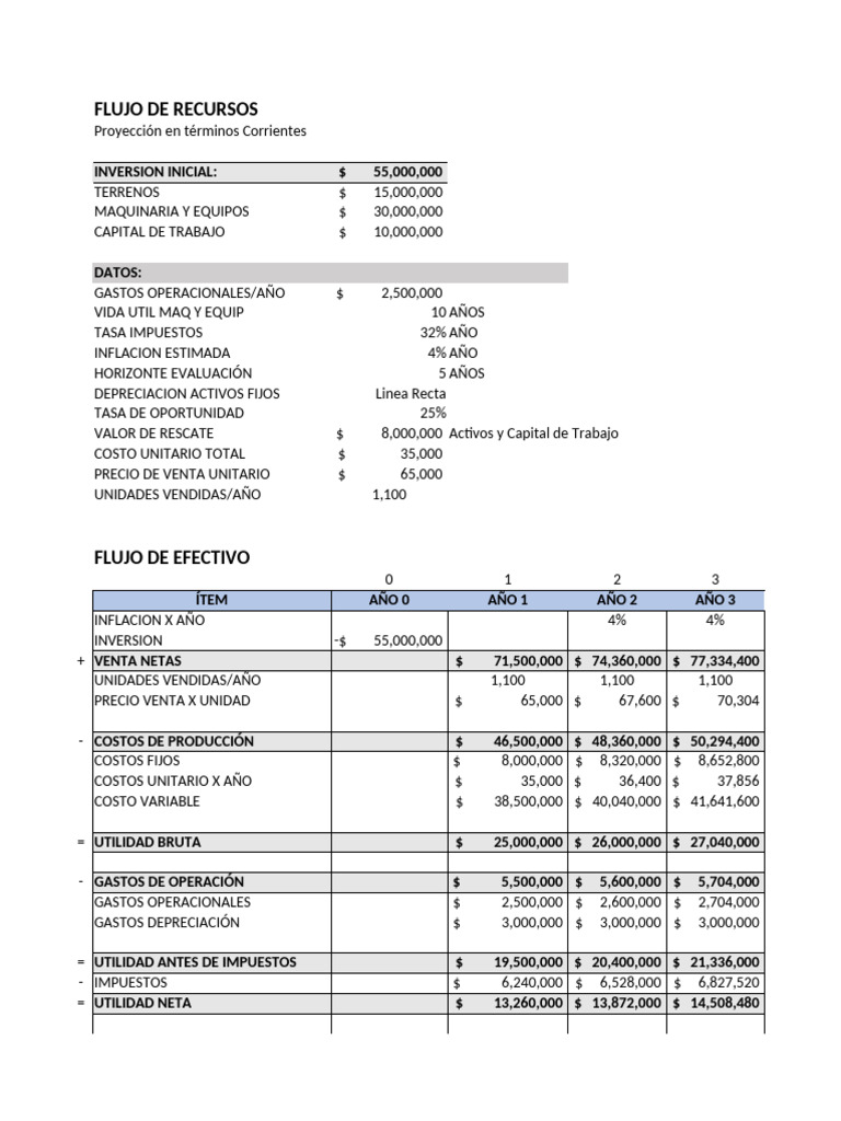 EJEMPLO FLUJO DE CAJA VAN Y TIR | PDF